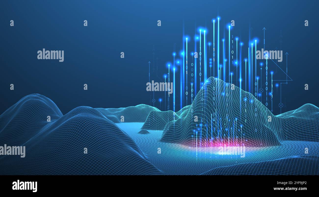 Big Data. Abstract digital futuristic wireframe vector illustration on technology background ...
