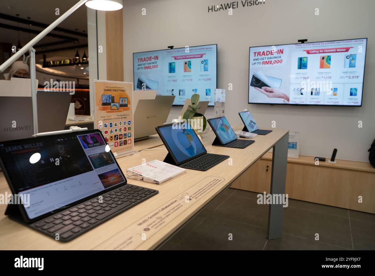 KUALA LUMPUR, MALAYSIA - MARCH 15, 2023: interior shot of Huawei store ...