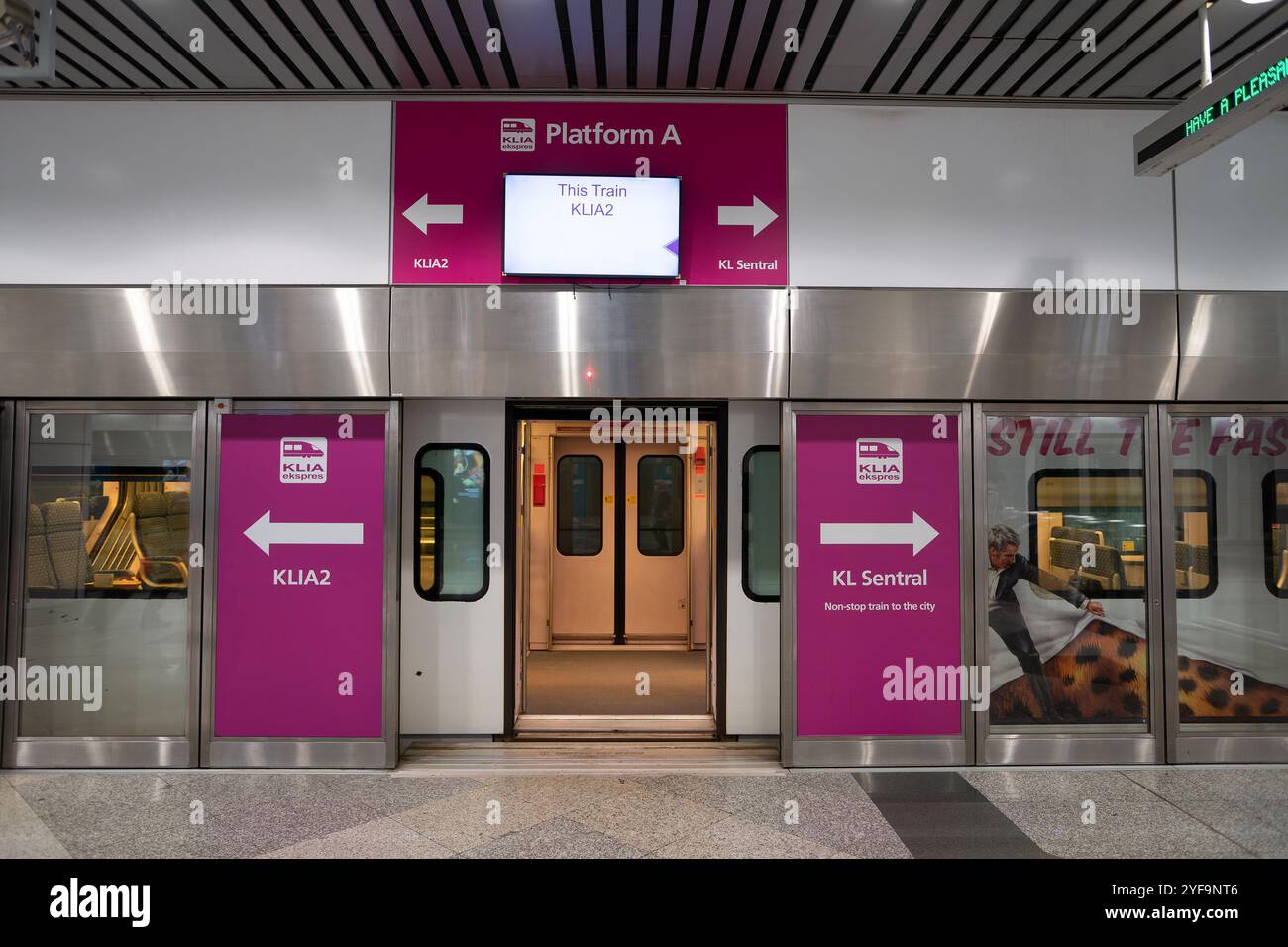 KUALA LUMPUR, MALAYSIA - MARCH 21, 2023: KLIA Ekspres on platform. KLIA ...