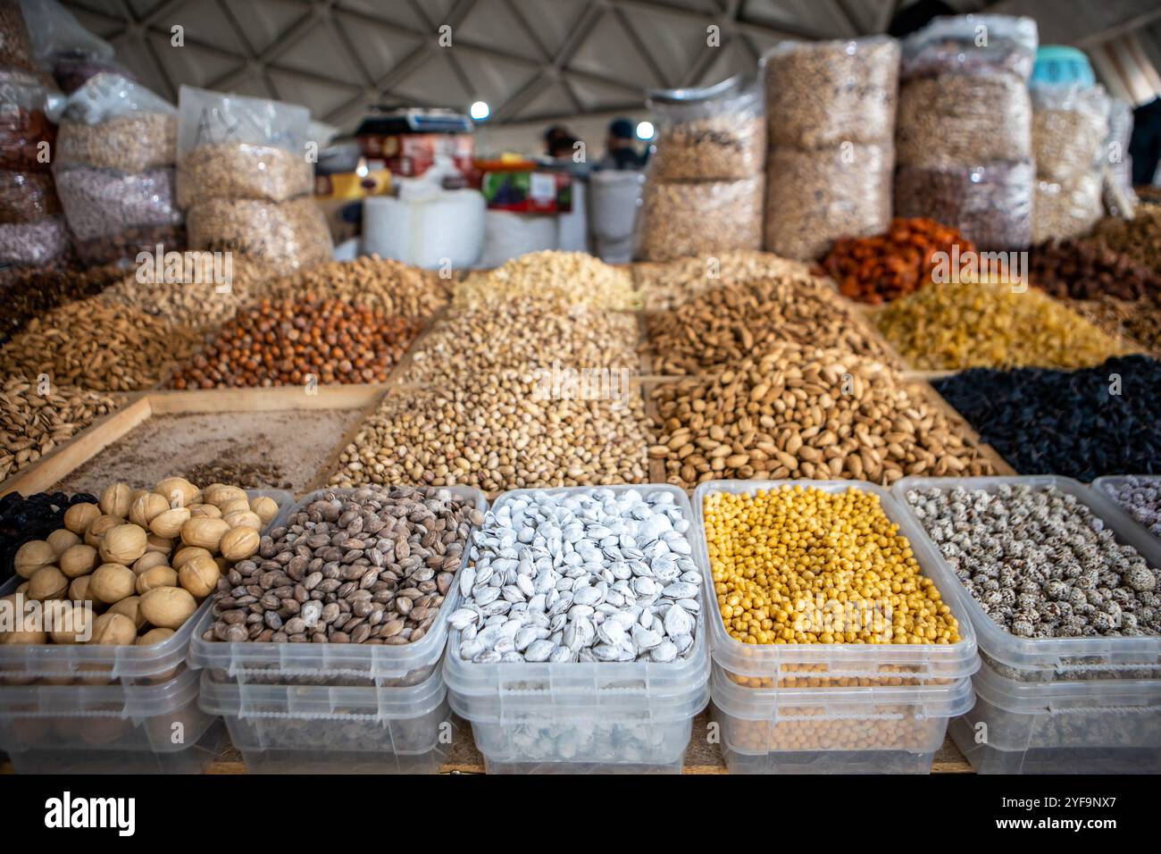 Dried fruits and nuts on local food market Stock Photo - Alamy