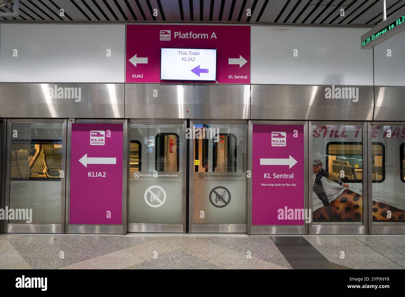 KUALA LUMPUR, MALAYSIA - MARCH 21, 2023: KLIA Ekspres on platform. KLIA ...