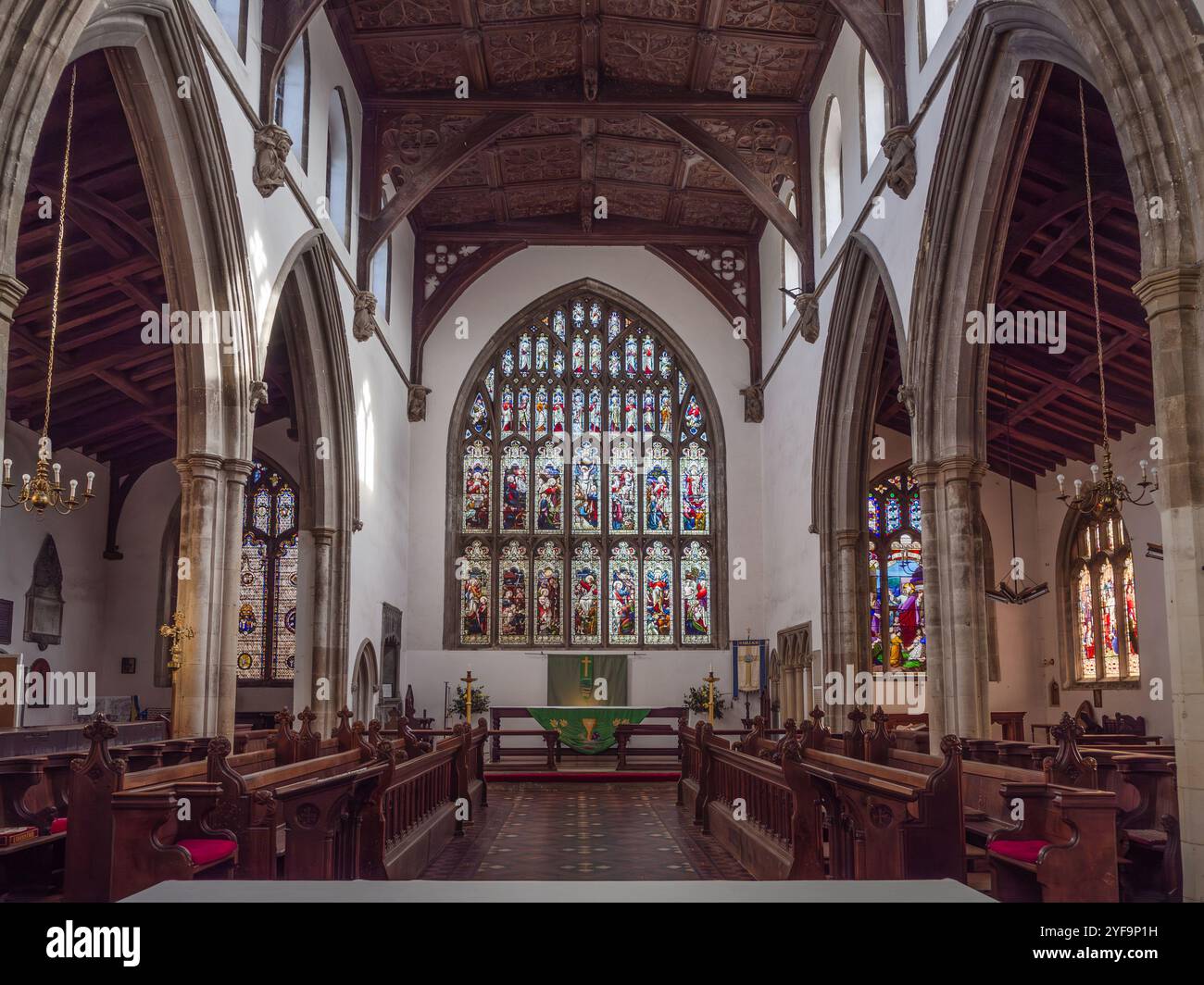 Interior of the church of St Mary, Hadleigh, Suffolk, UK; earliest ...