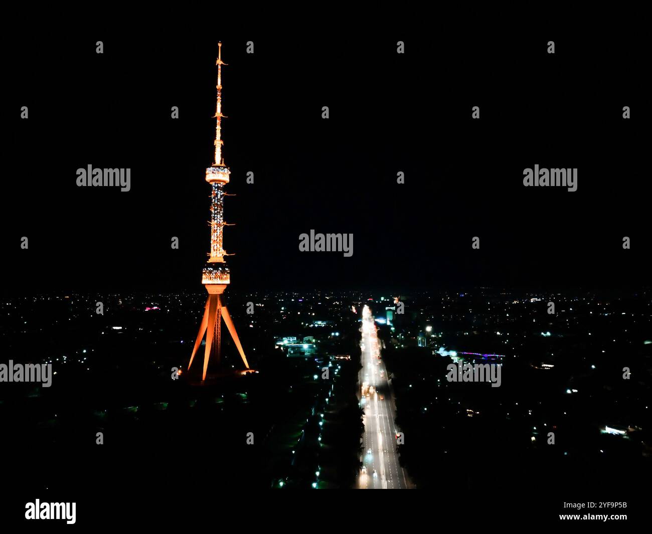 Aerial view of Tashkent TV Tower in Uzbekistan at night Stock Photo - Alamy