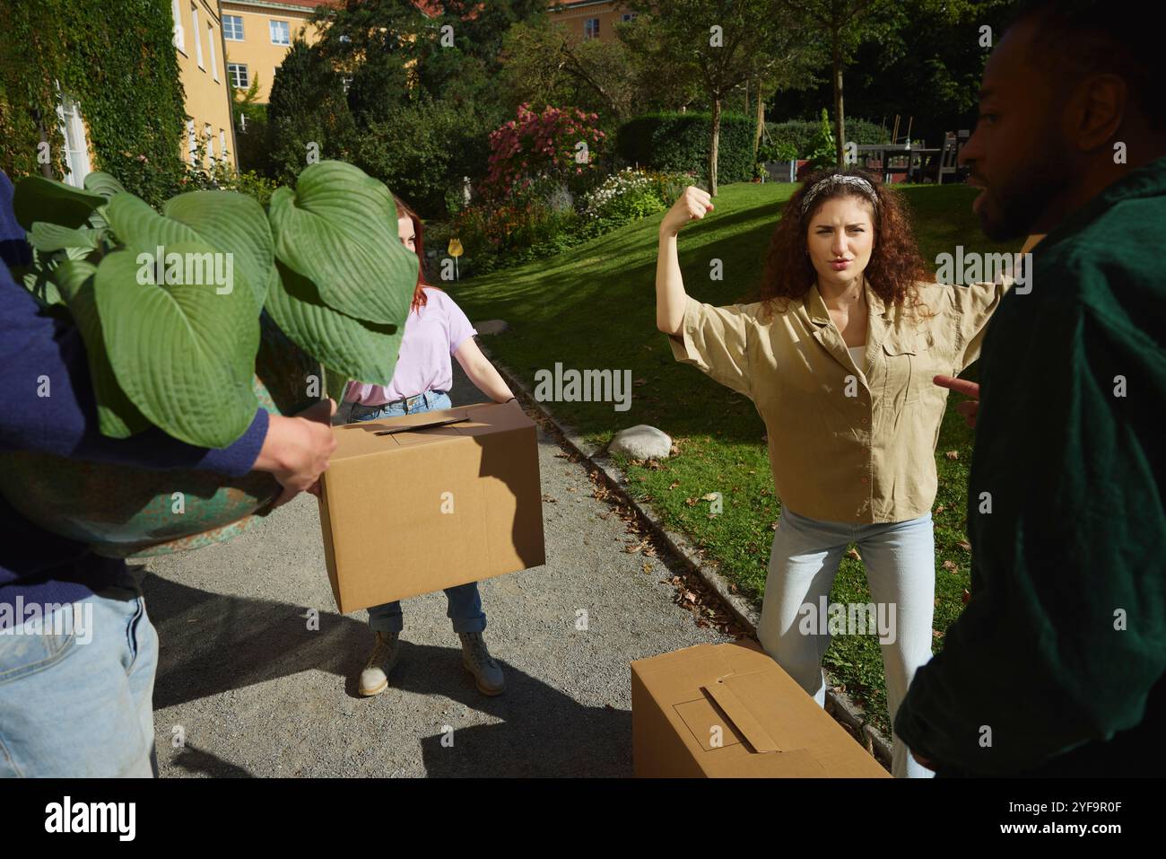 Women showing off friends hi-res stock photography and images - Alamy