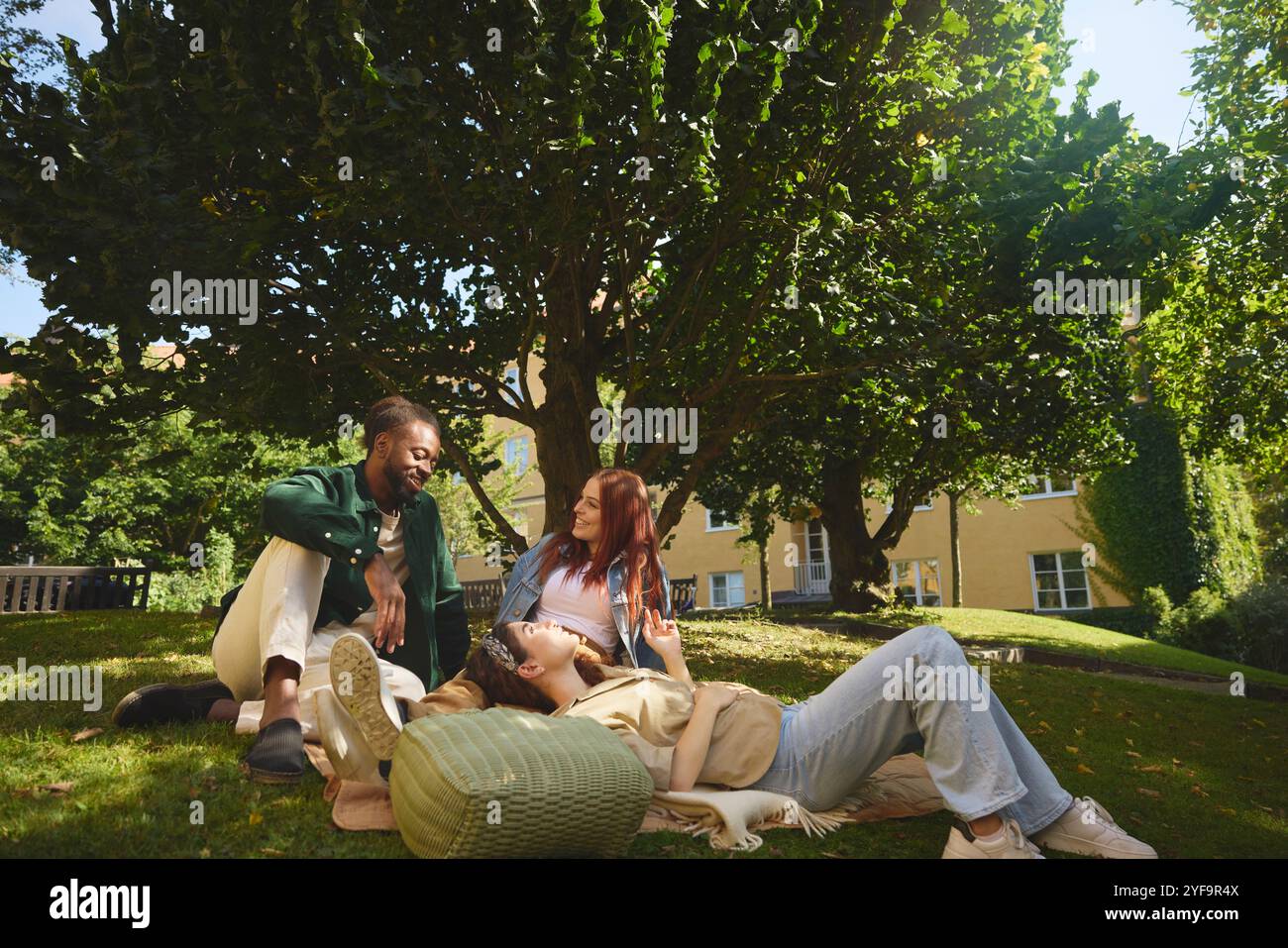 Relaxed friends resting in hi-res stock photography and images - Alamy