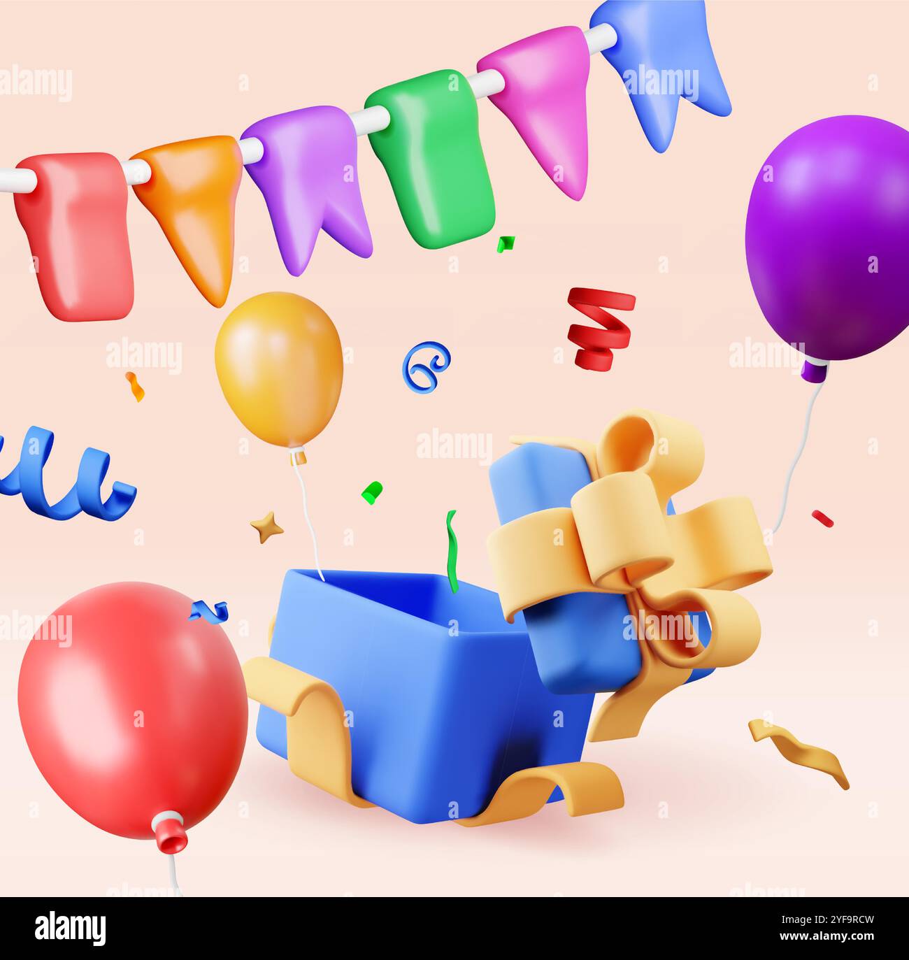 3D open gift box with falling confetti Stock Vector Image & Art - Alamy