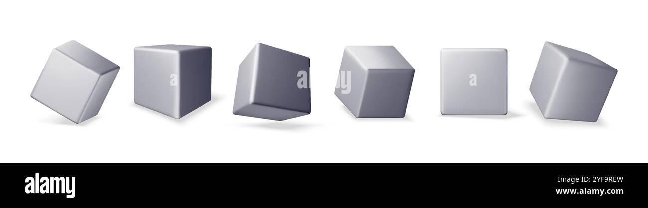 3D set of cube icons with shadow isolated on white Stock Vector Image ...