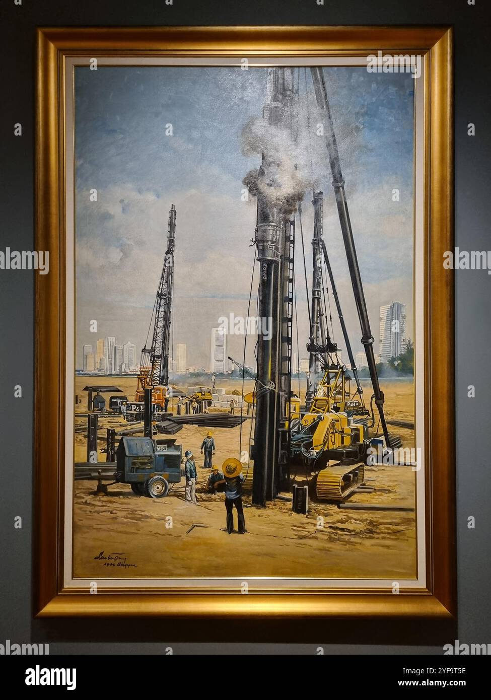 Singapore - January 18, 2025: 𝘊𝘰𝘯𝘴𝘵𝘳𝘶𝘤𝘵𝘪𝘰𝘯 𝘰𝘧 𝘚𝘩𝘦𝘢𝘳𝘦𝘴 𝘉𝘳𝘪𝘥𝘨𝘦 painted by ...