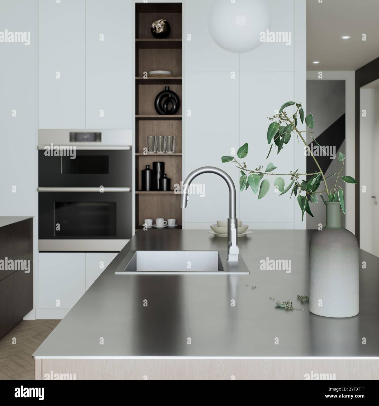 Discover a modern minimalist kitchen that showcases an elegant design ...