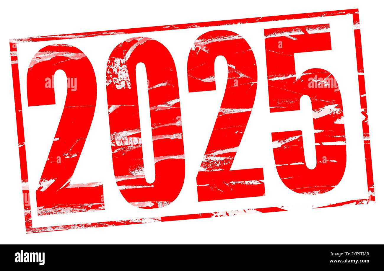 Digital composite. Red rubber stamp effect for the year 2025 Stock ...