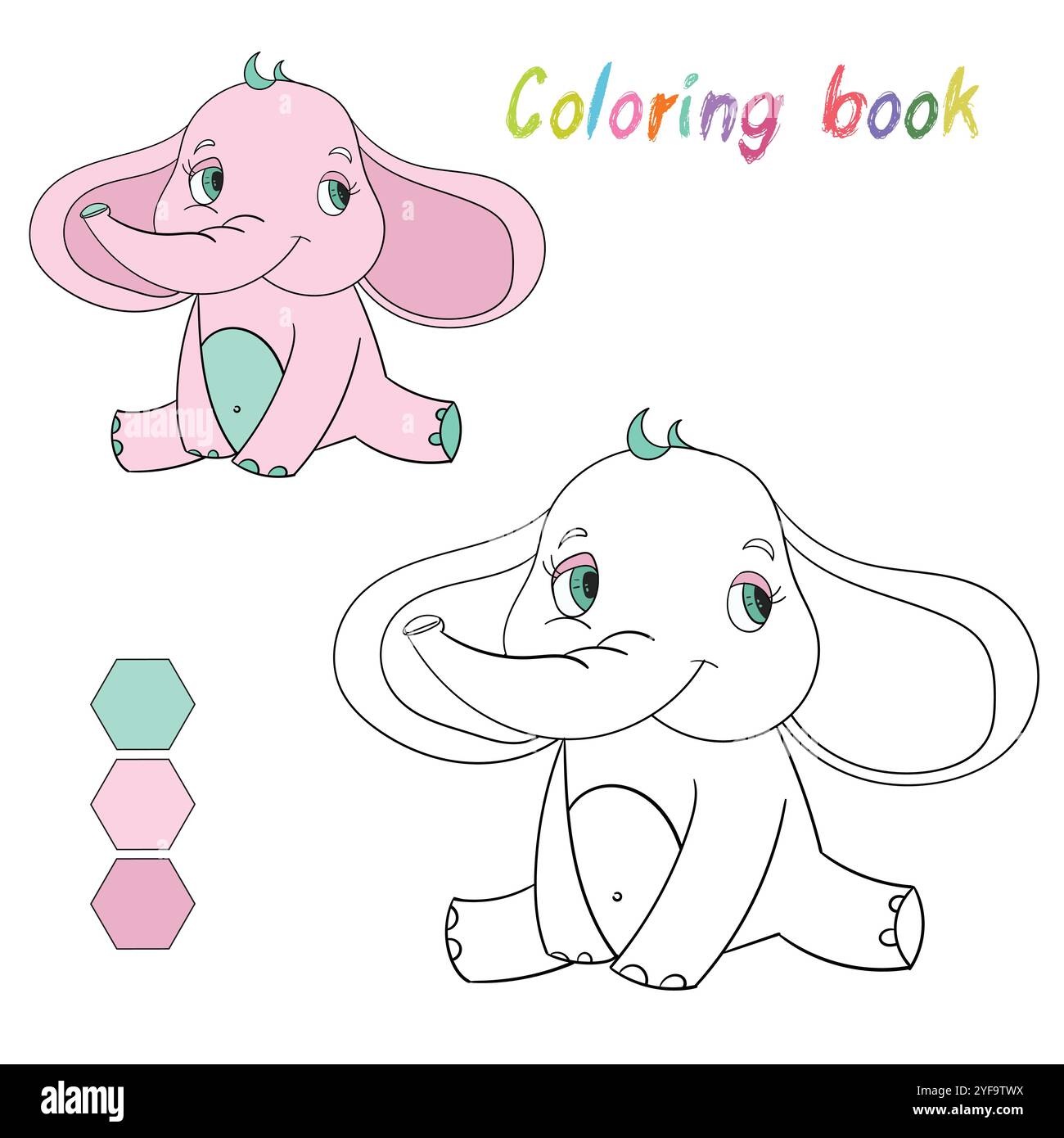 Baby elephant coloring page hi-res stock photography and images - Alamy