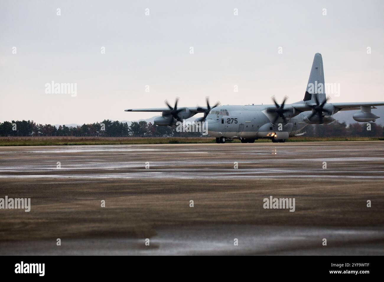 A U.S. Marine Corps KC-130J Super Hercules aircraft with Marine Aerial ...