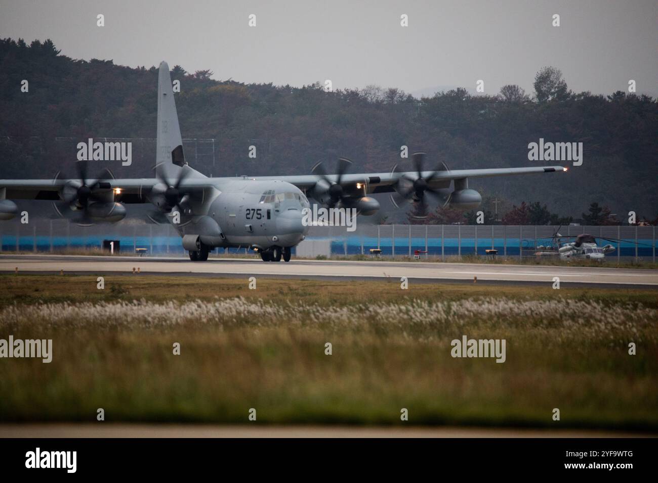 A U.S. Marine Corps KC-130J Super Hercules aircraft with Marine Aerial ...