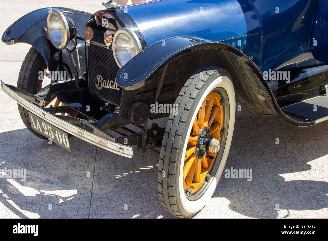 Close up of a vintage buick showcasing its meticulously restored wooden ...