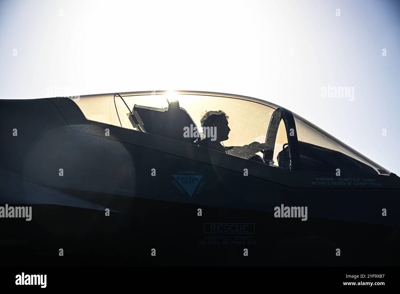 An F-35 Lightning II aircraft piloted by Capt. Garret Amy arrives with ...