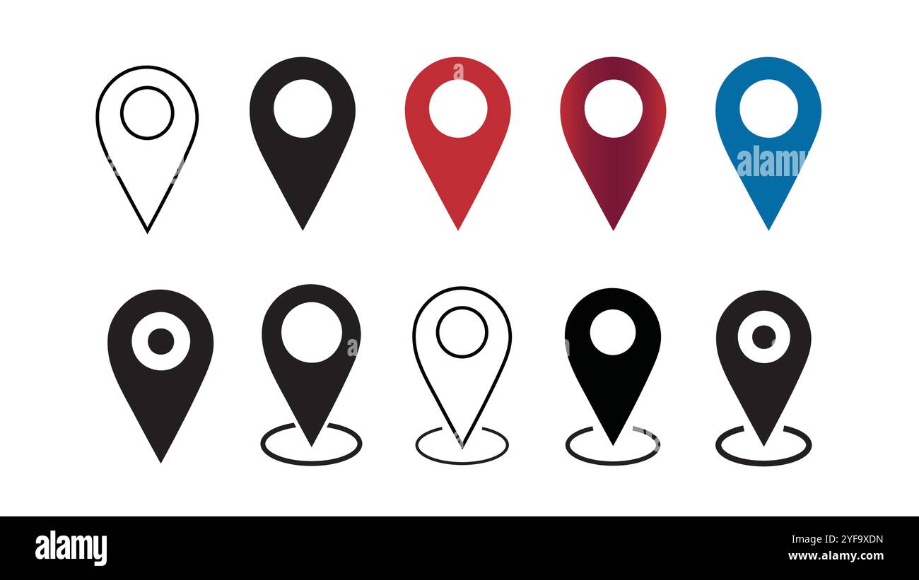 Location and Map pin icon vector design, location symbol vector design ...