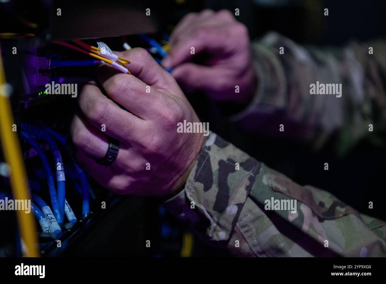 Members of the 179th Cyberspace Wing, Mansfield, Ohio, stage a cyber ...