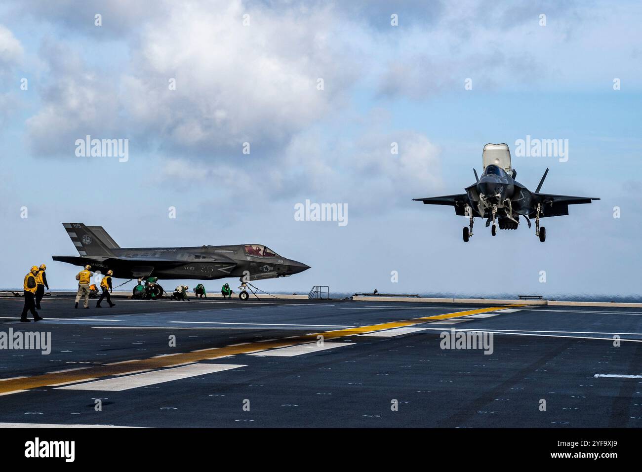 An F-35B Lightning II executes a vertical landing aboard Japan Maritime ...