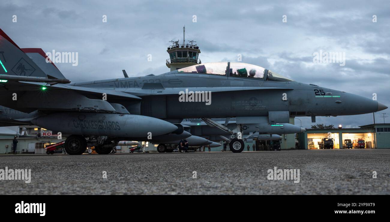 A U.S. Marine Corps F/A-18D Hornet aircraft with Marine Fighter Attack ...