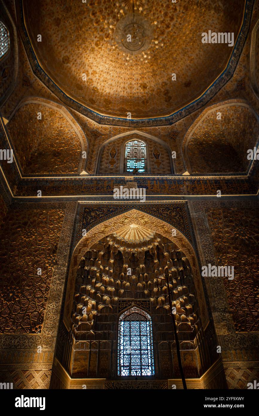 Samarkand, Uzbekistan - august 13, 2023: Inside view of the Gur-e-Amir ...