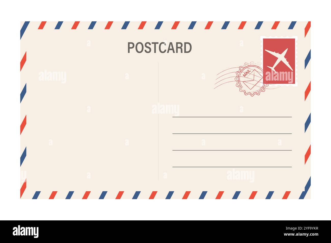 Air mail envelope with spriped border, stamp and mark. Retro Vintage ...