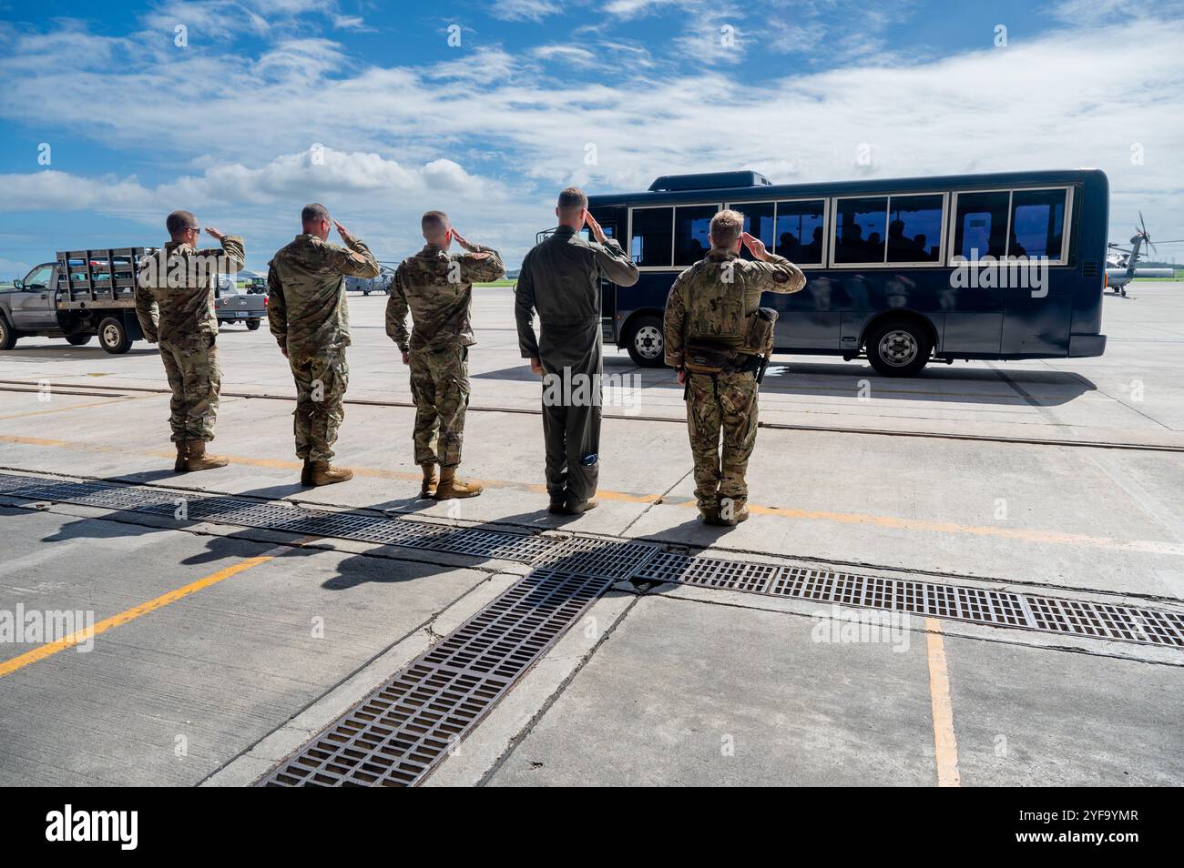 U.S. Air Force 33rd Rescue Squadron members salute U.S. Air Force Lt ...