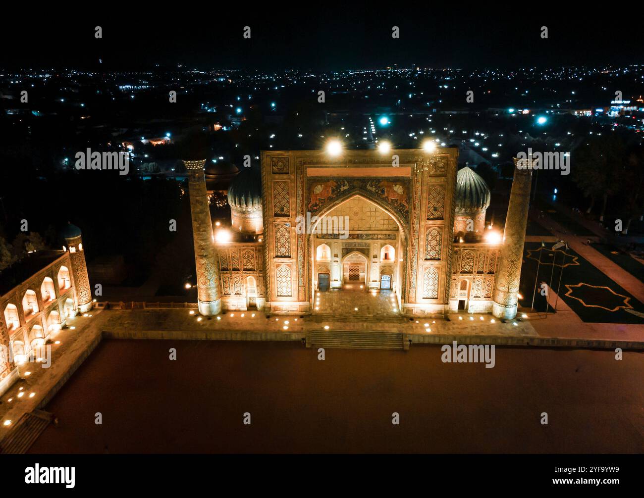 Samarkand, Uzbekistan aerial view of Ulug bek madrassah, Colorfull ...