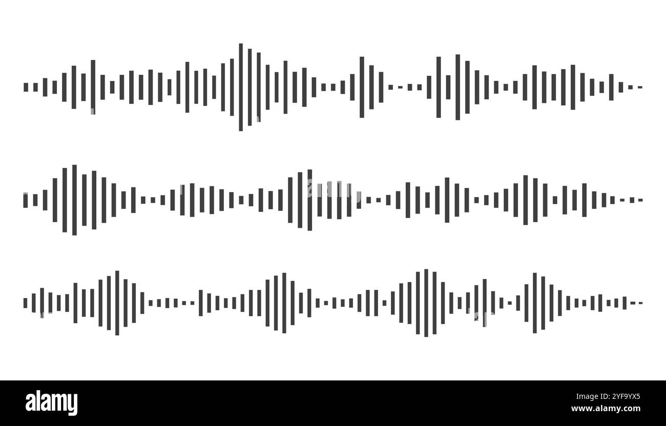 Sound wave or voice message waveform. Podcast, media record, radio ...