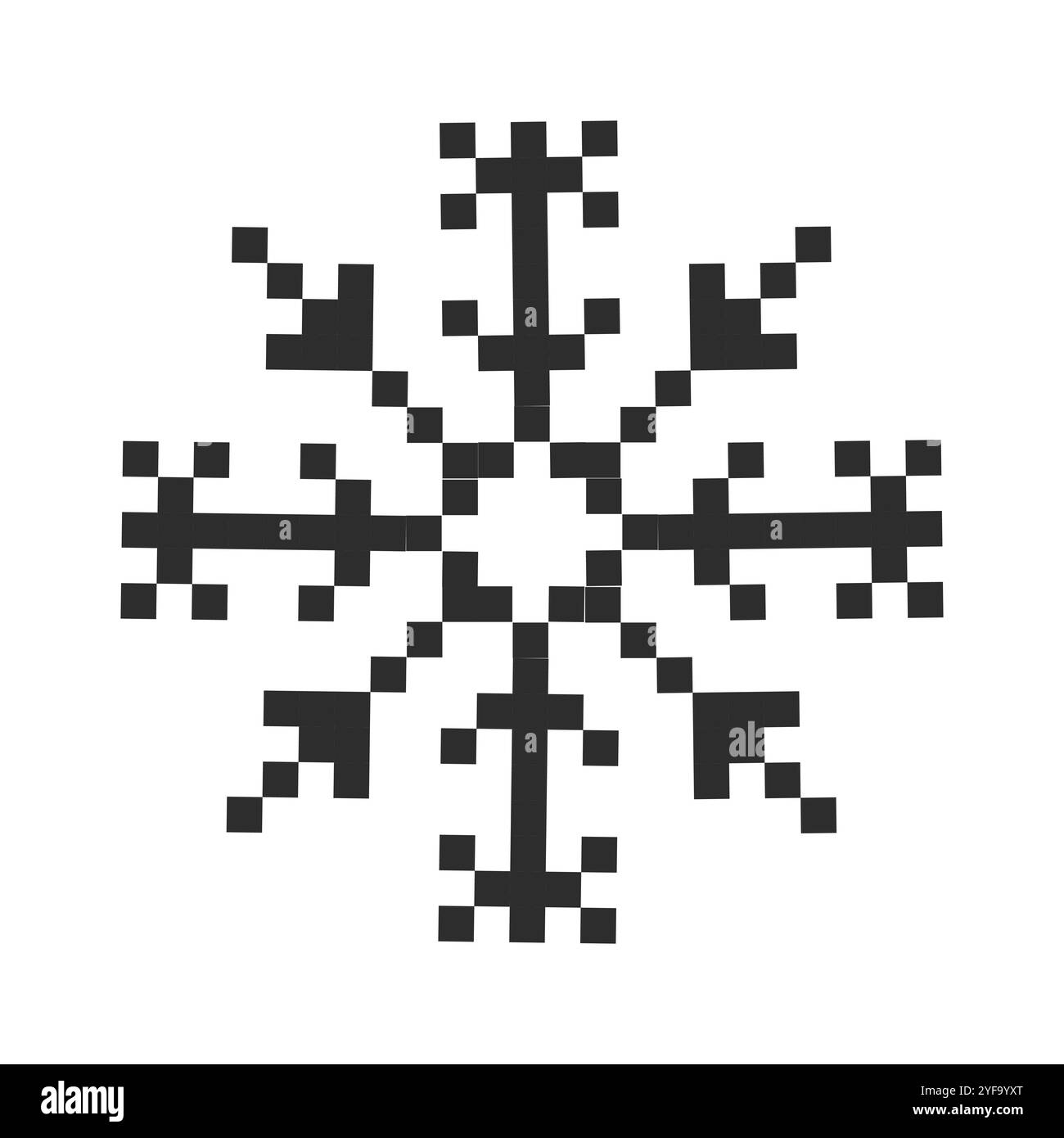 Pixel snowflake winter retro pixilated 8 bit game stamp. Holiday flake ...