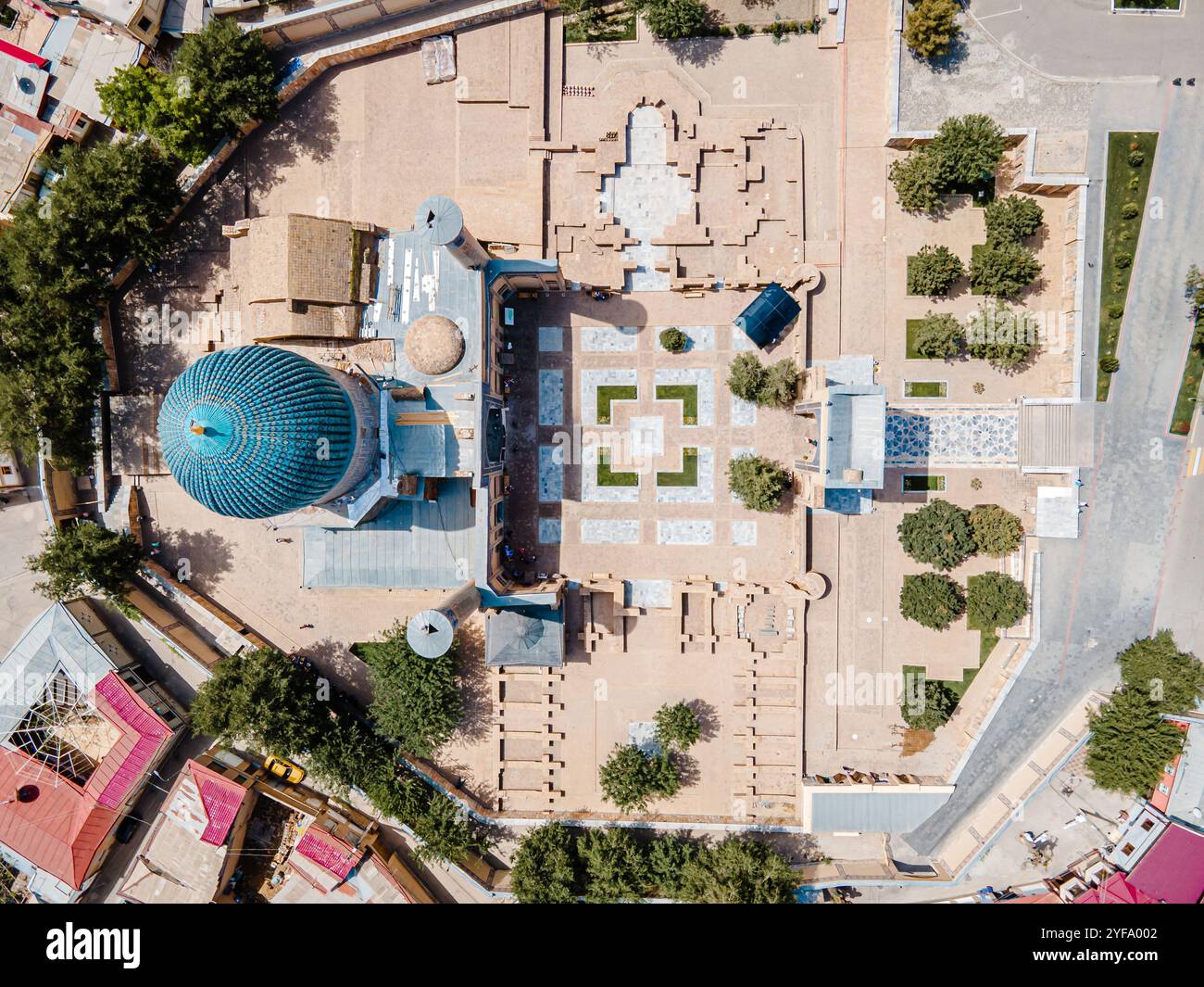 Samarkand, Uzbekistan aerial view of Gur-e-Amir - a mausoleum of the ...