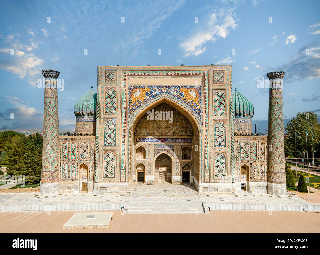 Samarkand, Uzbekistan aerial view of The Registan Square. Translation ...