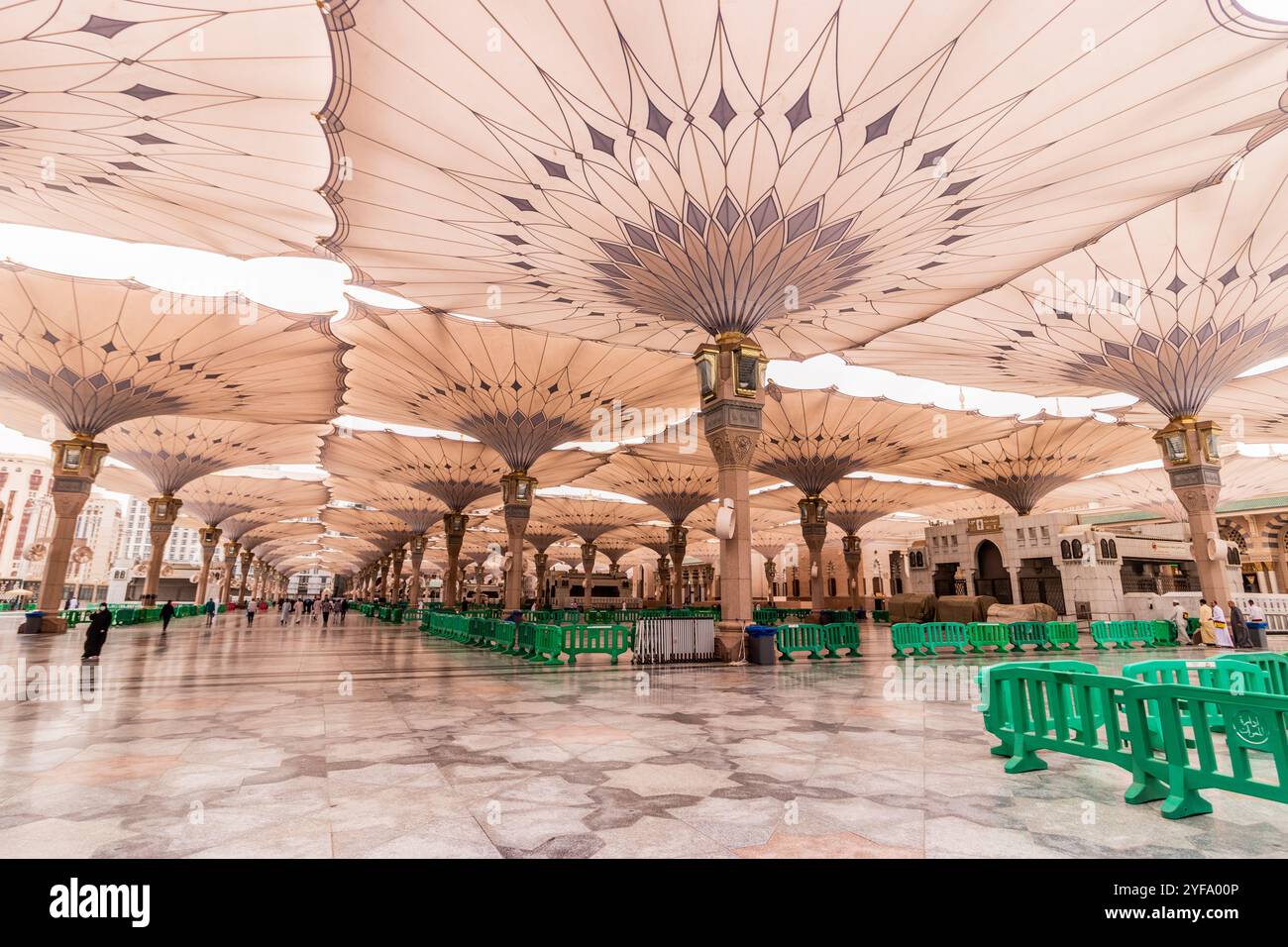 MEDINA, SAUDI ARABIA - NOVEMBER 13, 2021: Shading umbrellas of the ...
