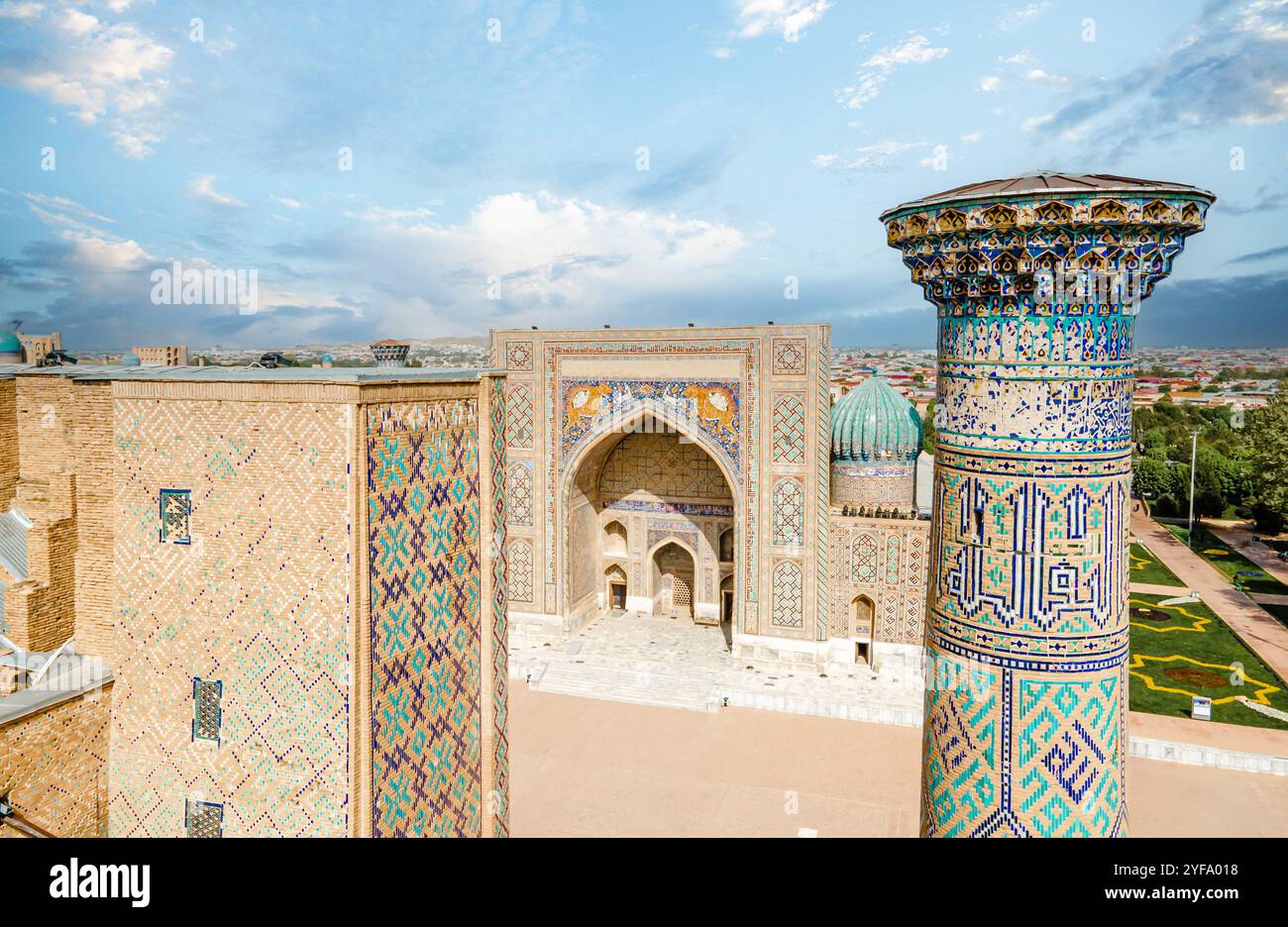 Samarkand, Uzbekistan aerial view of The Registan Square. Translation ...