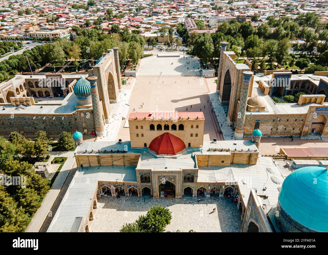 Samarkand, Uzbekistan aerial view of The Registan Square. Translation ...