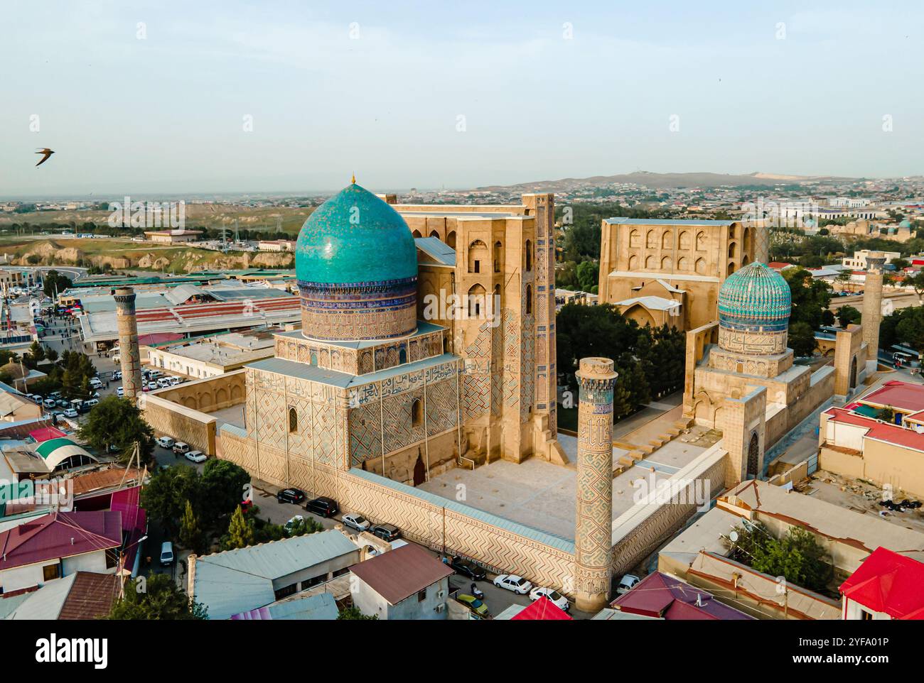 Samarkand, Uzbekistan aerial view of Bibi Khanym Mosque. Main place of ...