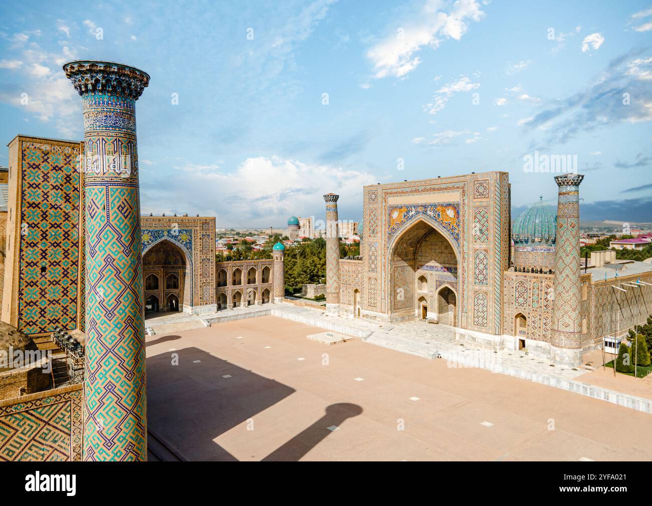 Samarkand, Uzbekistan aerial view of The Registan Square. Translation ...