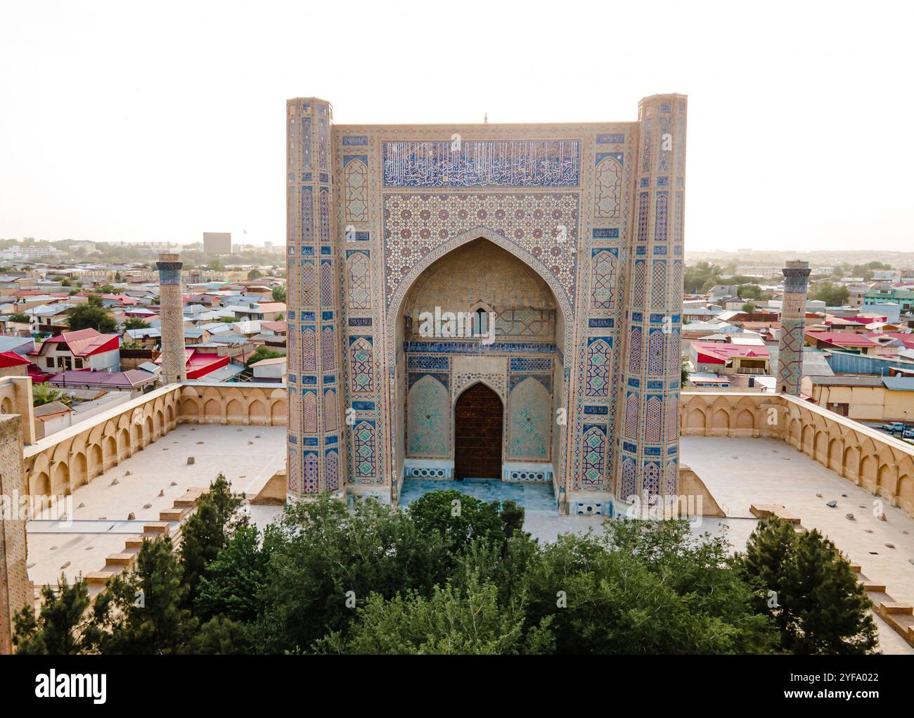 Samarkand, Uzbekistan aerial aero view of Bibi Khanym Mosque. Main ...