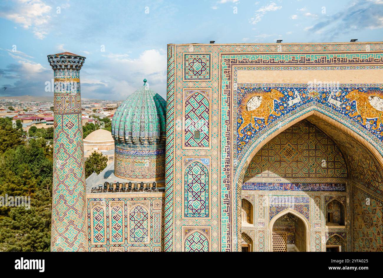 Samarkand, Uzbekistan aerial view of The Registan Square. Translation ...