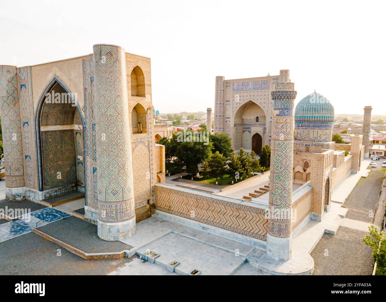 Samarkand, Uzbekistan aerial view of Bibi Khanym Mosque. Main place of ...