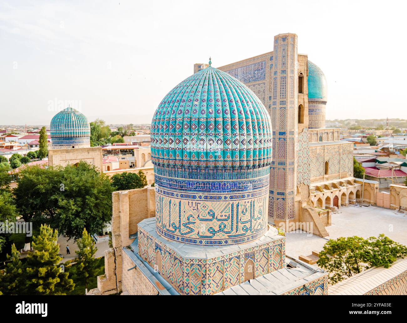 Samarkand, Uzbekistan aerial view of Bibi Khanym Mosque. Main place of ...