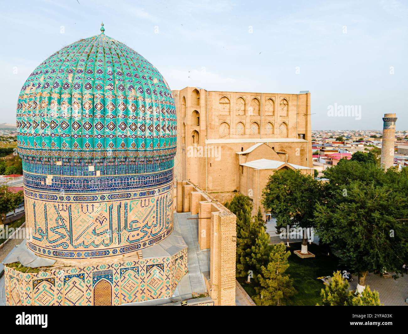 Samarkand, Uzbekistan aerial view of Bibi Khanym Mosque. Main place of ...