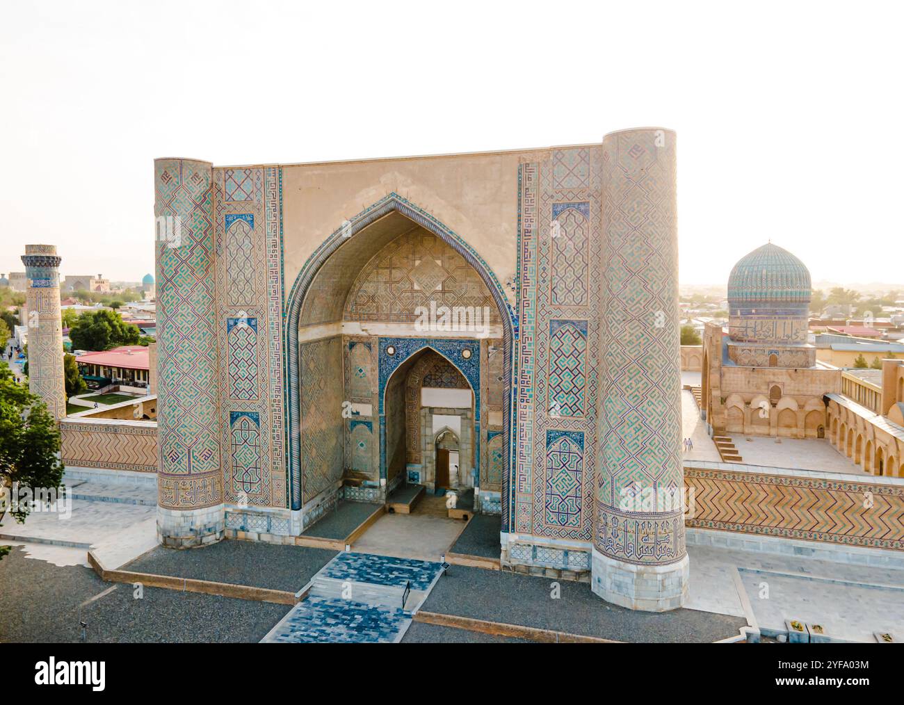 Samarkand, Uzbekistan aerial aero view of Bibi Khanym Mosque. Main ...