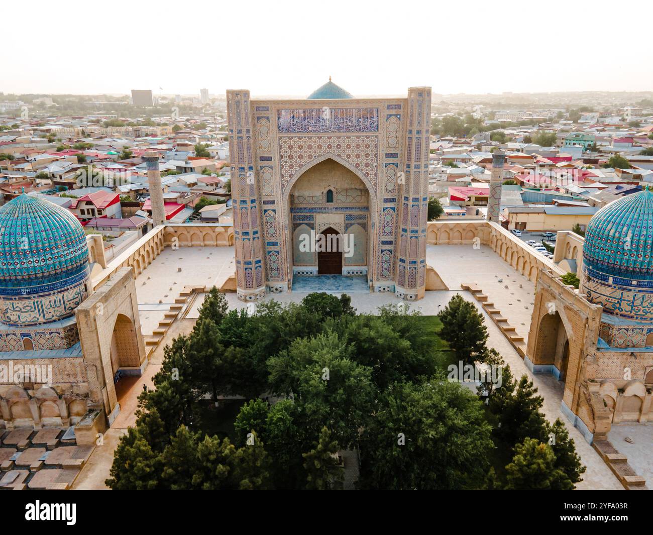 Samarkand, Uzbekistan aerial aero view of Bibi Khanym Mosque. Main ...