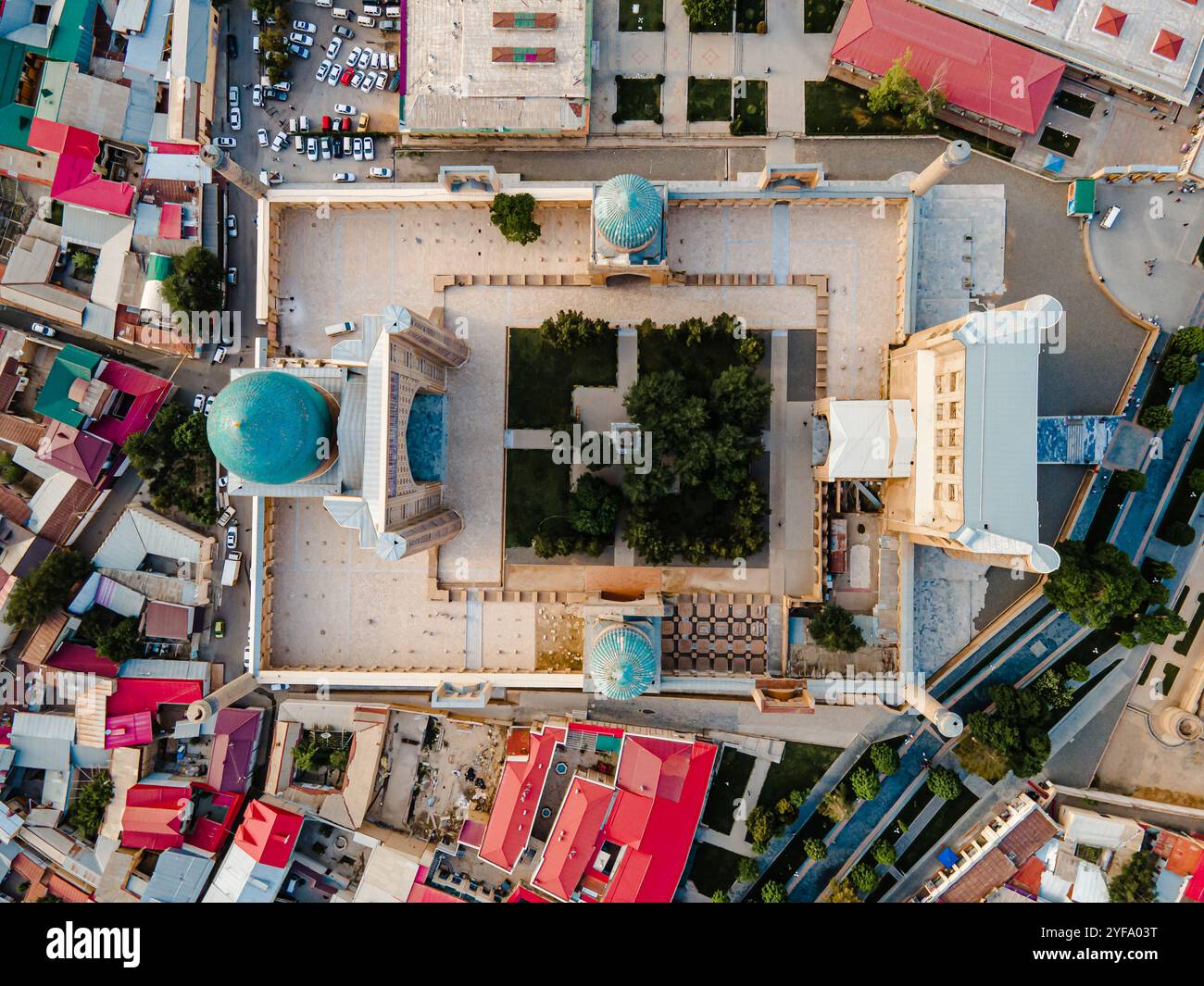 Samarkand, Uzbekistan aerial view of Bibi Khanym Mosque. Main place of ...