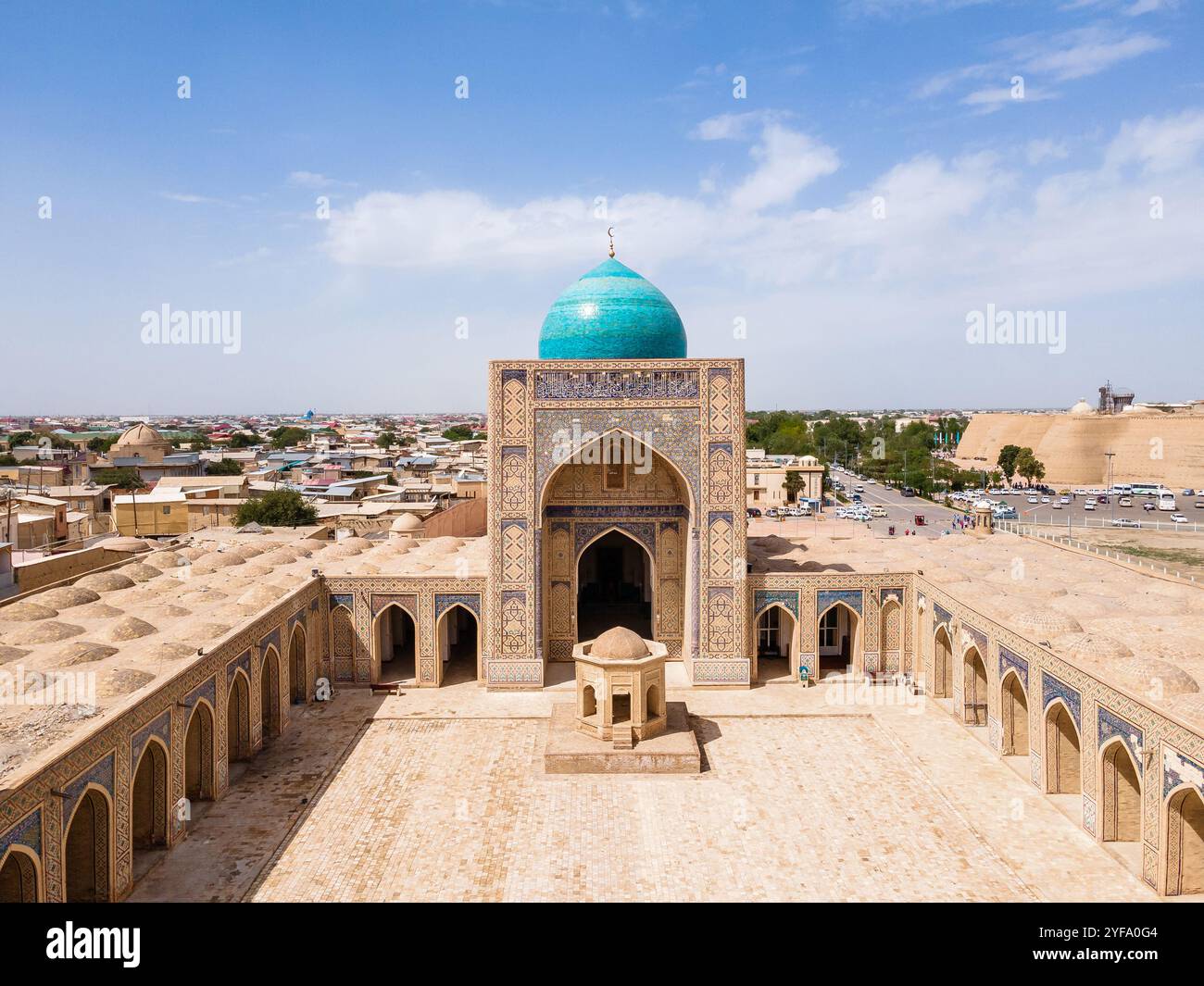 Bukhara, Uzbekistan Aerial view of Poi Kalan Mosque and citadele Ark of ...