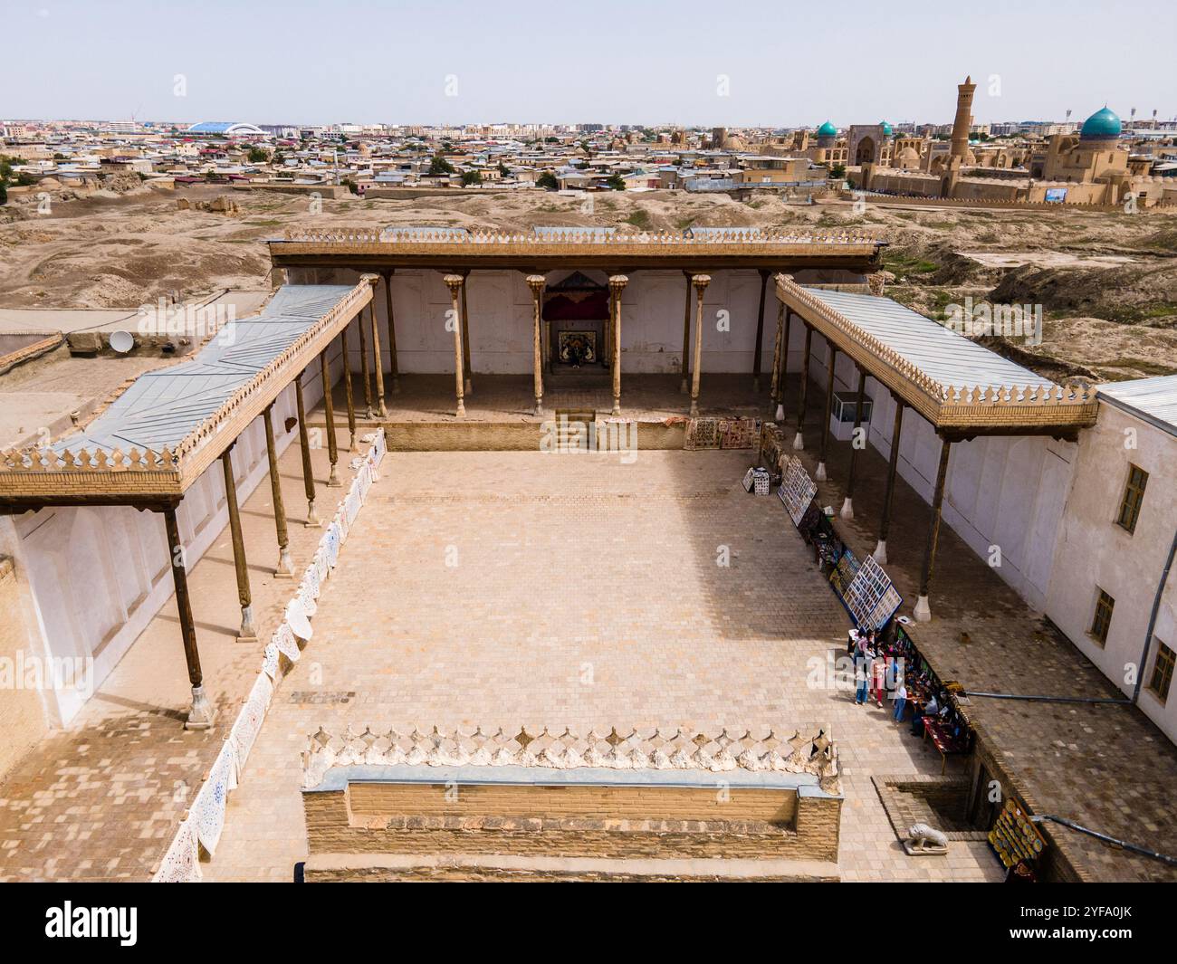 Bukhara, Uzbekistan aerial panoramic view of The Ark of Bukhara. The ...