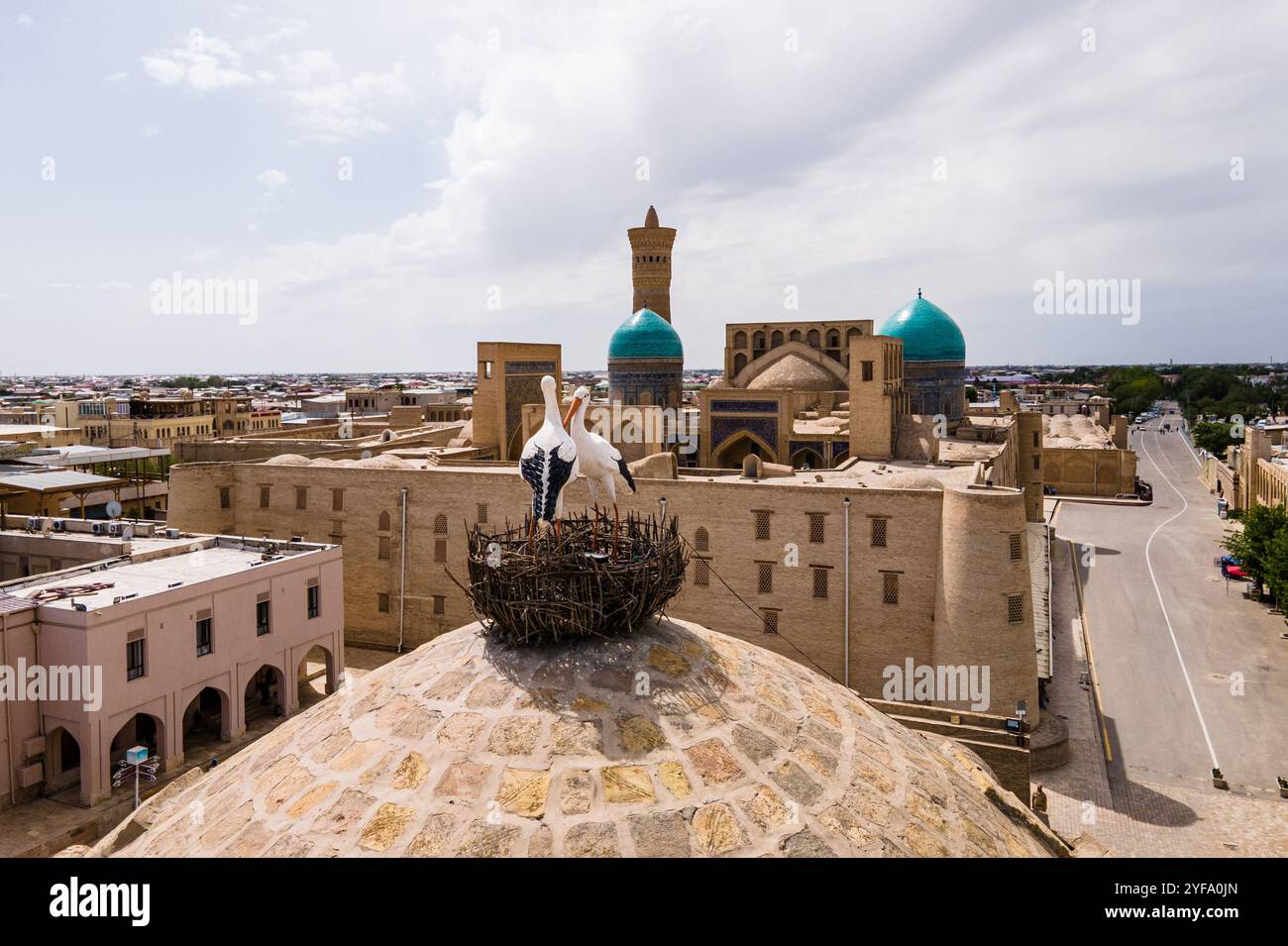 Aerial view of historic center of Bukhara city in Uzbekistan Stock ...