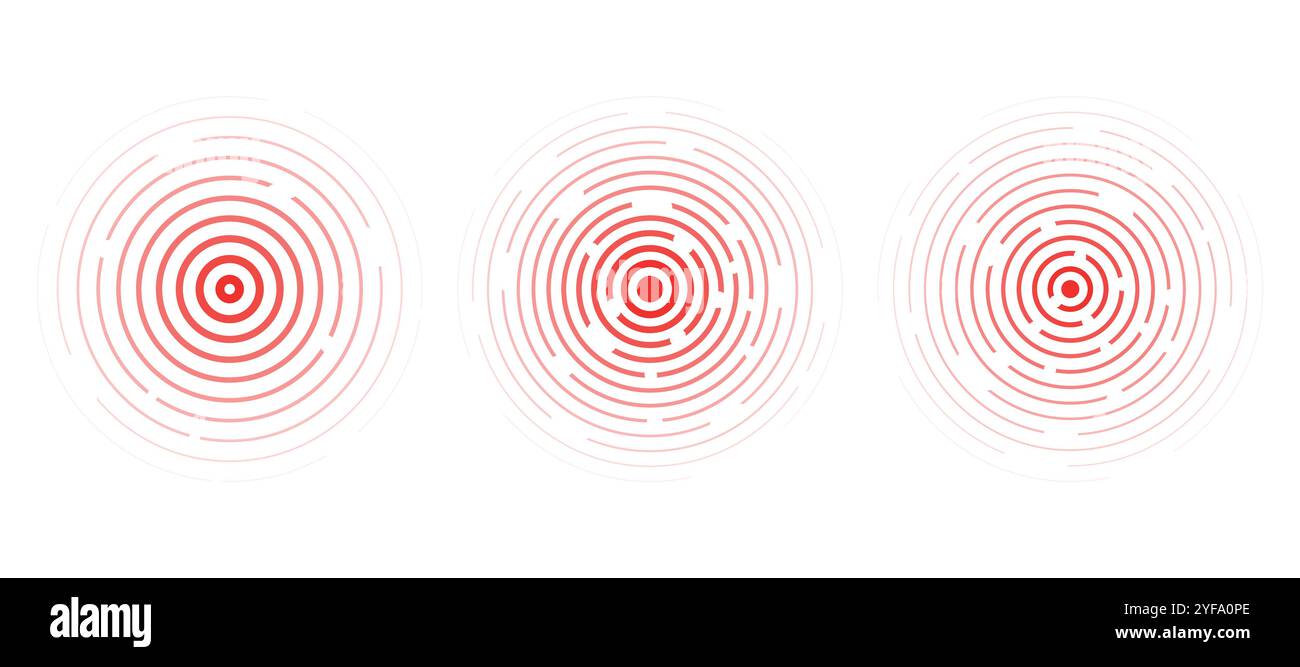 Concentric ripple circles set. Seismic Earthquake alert radar. Radial ...