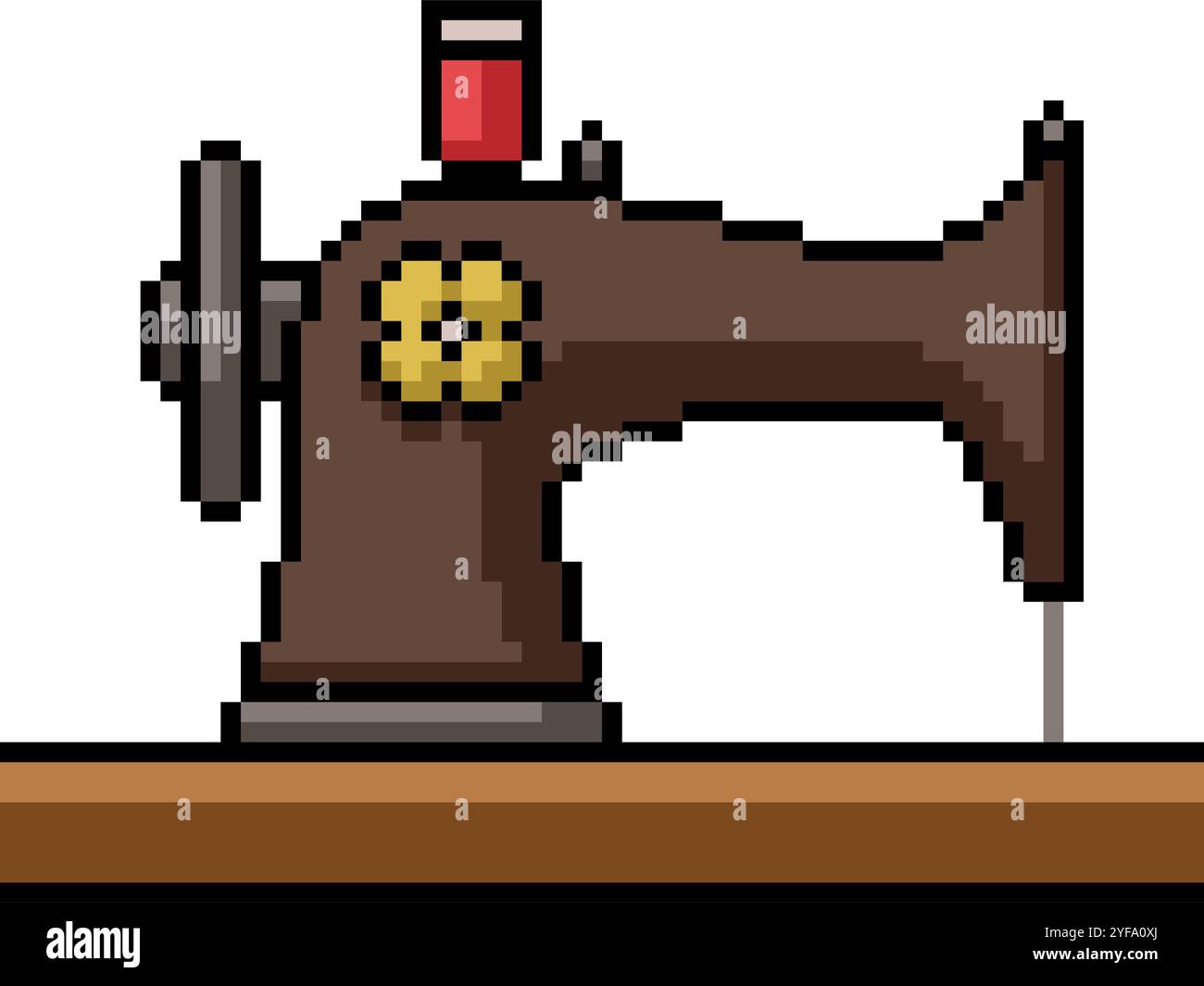 pixel art of old sewing machine isolated background Stock Vector Image ...