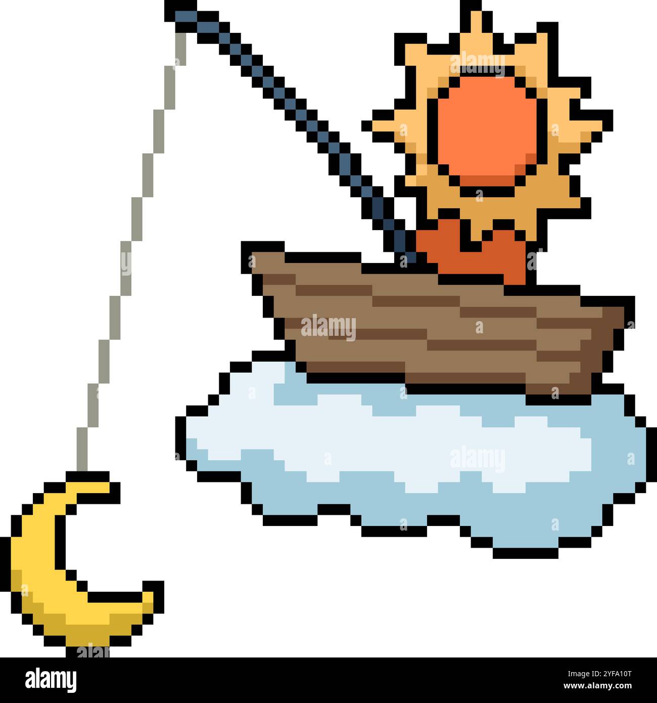 pixel art of sun fishing moon isolated background Stock Vector Image ...